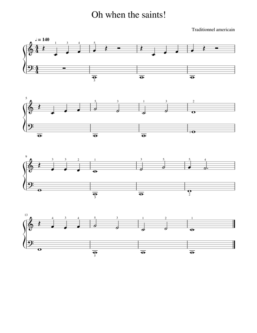 Oh when the saints Sheet Music for Piano (Solo) Easy | MuseScore.com