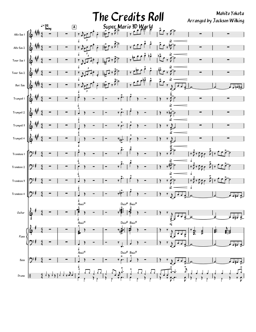 The Credits Roll Jazz Arrangement Sheet music for Piano, Trombone ...