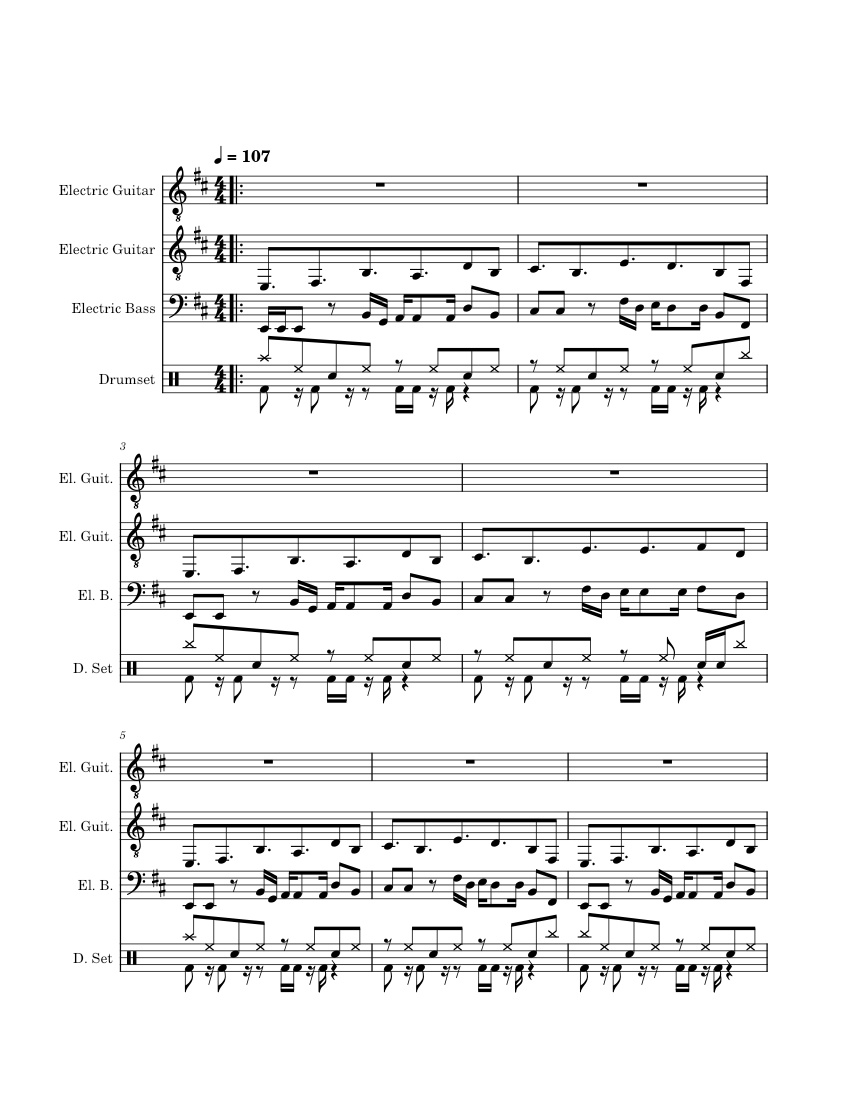 Battle 01B Sheet music for Guitar, Bass guitar, Drum group (Mixed Quartet) | Musescore.com
