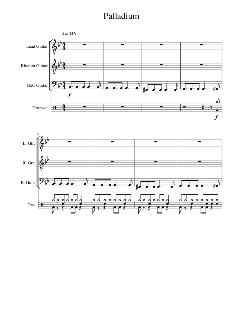 Palladium Sheet music for Guitar, Bass guitar, Drum group (Mixed ...