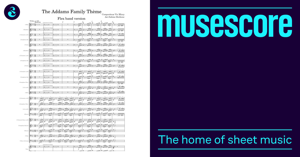 The Addams Family Thème Sheet music for Piano, Tuba, Flute, Oboe & more ...