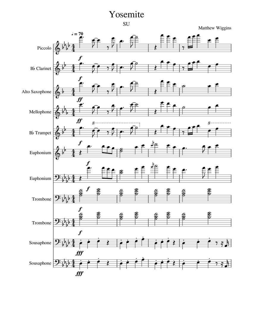 Yosemite Sheet music for Mellophone, Flute piccolo, Clarinet in b-flat, Saxophone alto & more ...