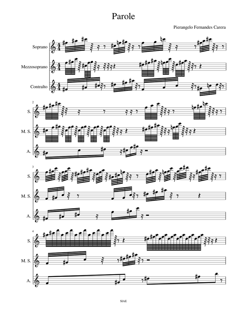 Parole Sheet music for Soprano, Alto, Mezzo soprano (Choral ...