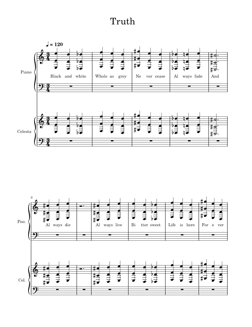 Truth (Poem Version [64]) Sheet music for Piano, Celesta (Mixed Duet ...