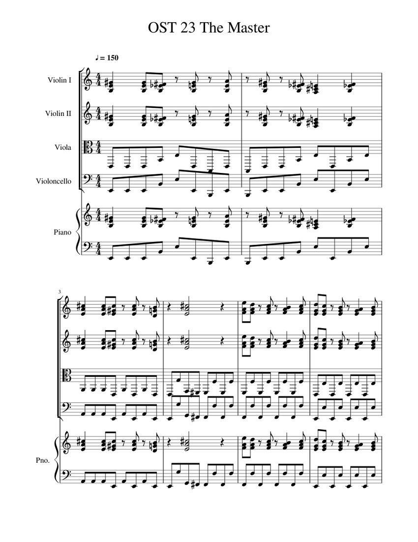 OST 23 The Master Sheet music for Piano, Violin, Viola, Cello (Piano ...