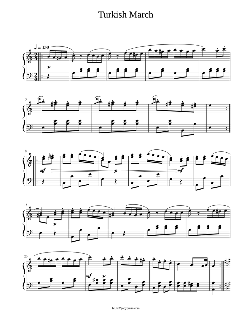 Turkish_March Sheet music for Piano (Piano-Voice) | Musescore.com