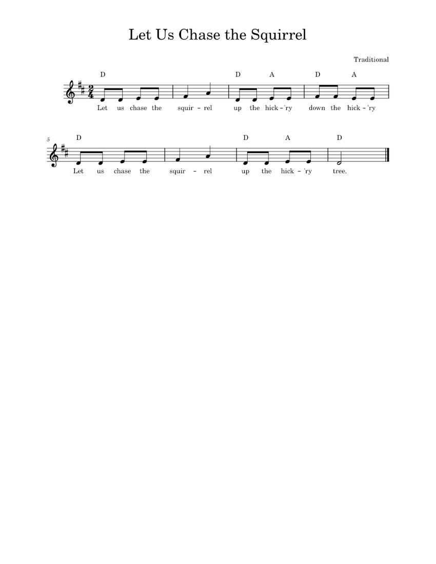 Let Us Chase the Squirrel – Traditional arr. Trinka Sheet Music with ...