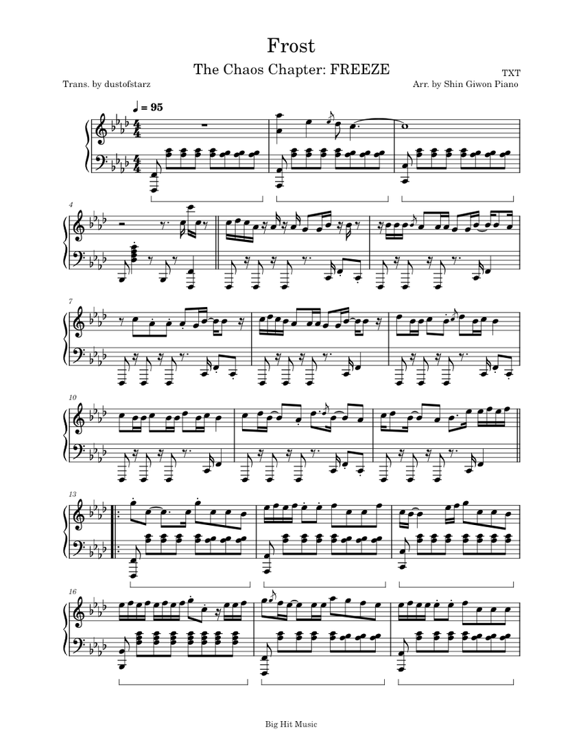 Frost - TXT (Shin Giwon) Sheet music for Piano (Solo) | Musescore.com