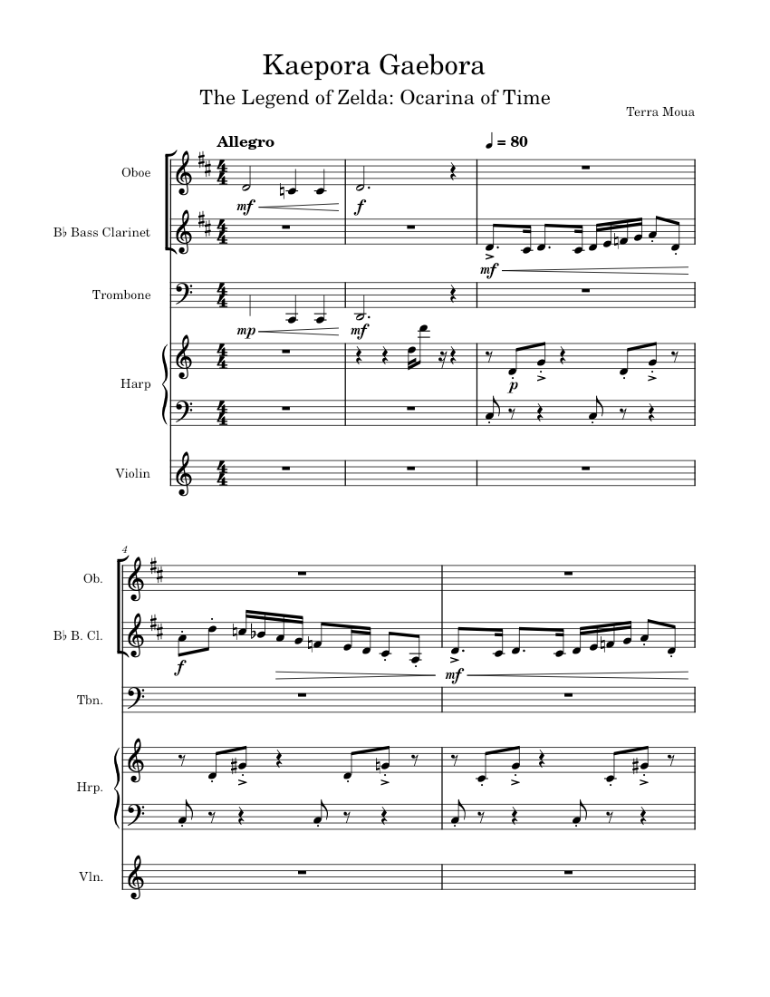 Kaepora Gaebora – Koji Kondo Kaepora Gaebora Sheet music for Trombone ...