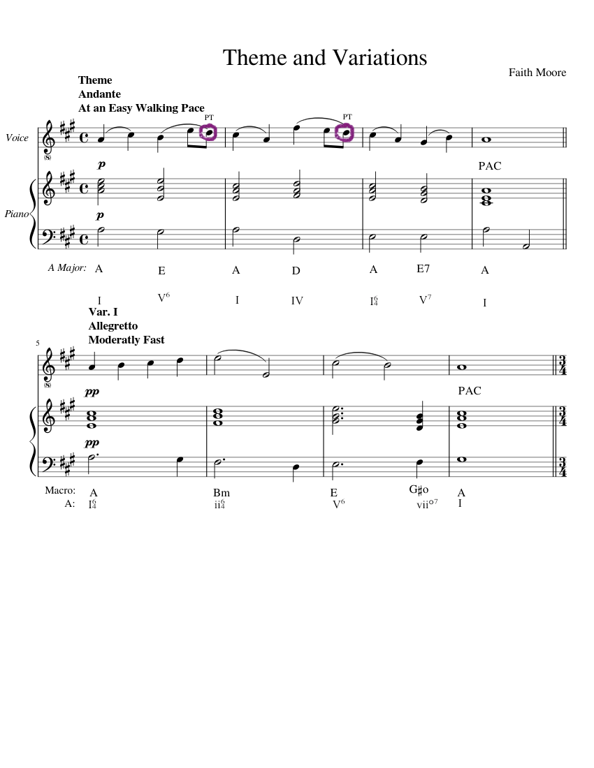 Theme and Variations 3.0 Sheet music for Piano, Vocals (Piano-Voice ...