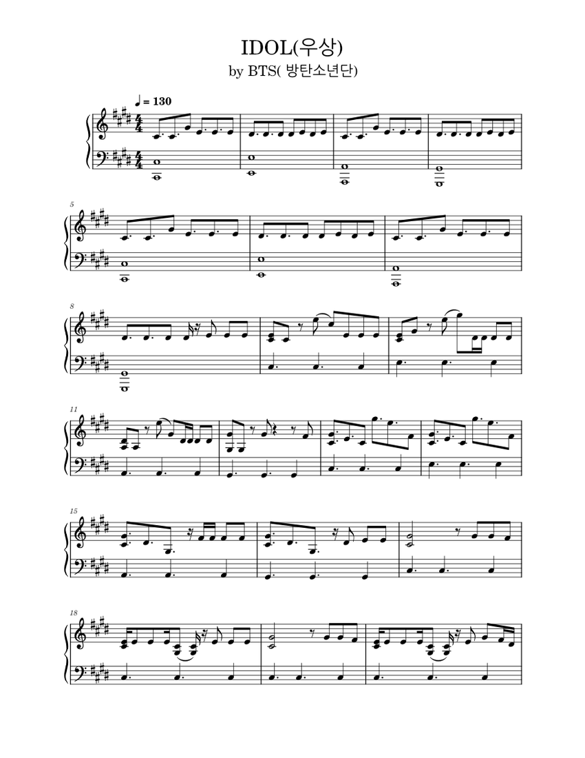 IDOL 우상 Sheet music for Piano (Solo) Easy | Musescore.com