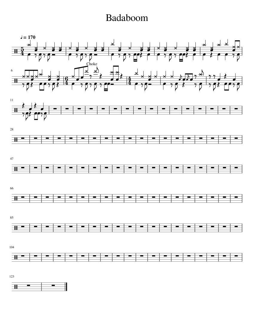 Badaboom Sheet music for Drum group (Solo) | Musescore.com