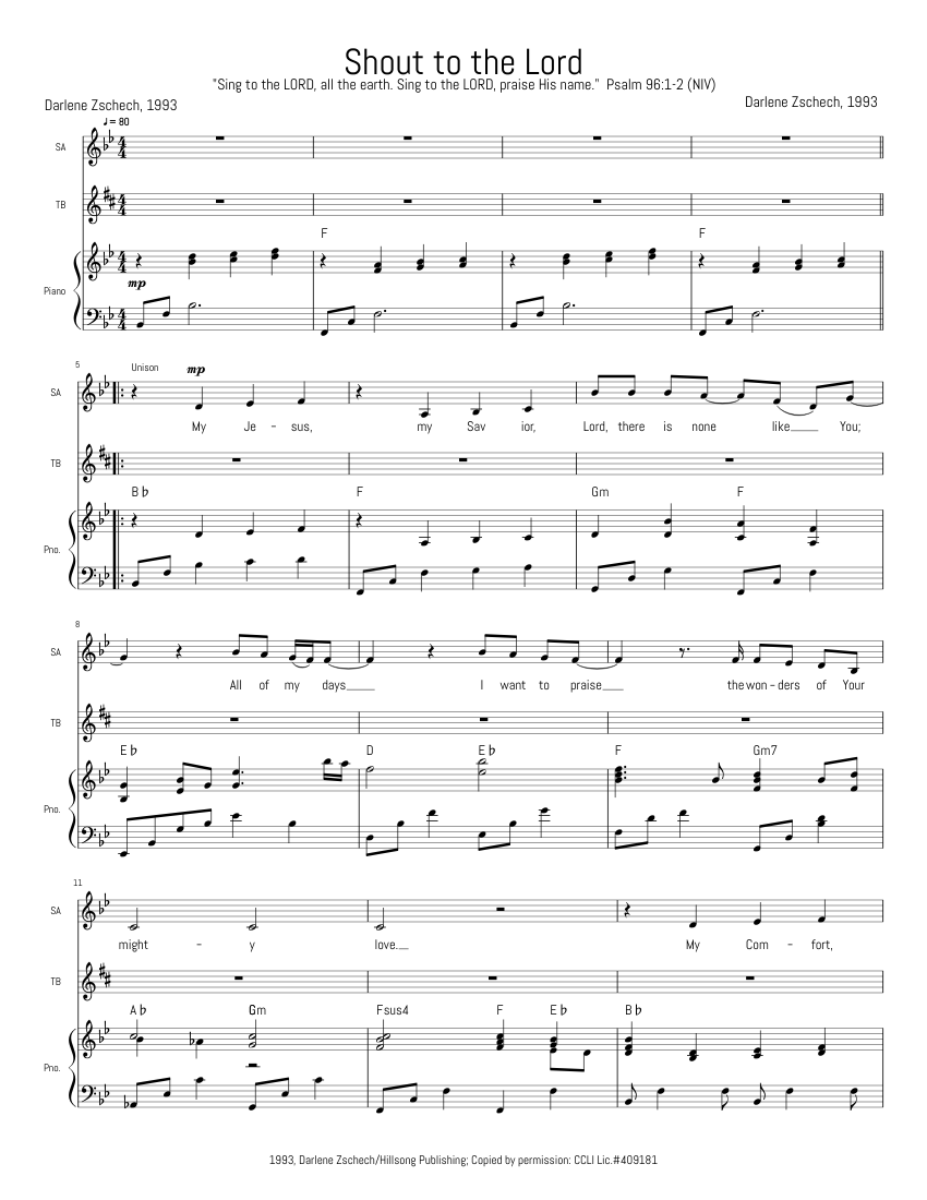 Shout to the Lord Sheet Music with Chords for Piano (Solo) | MuseScore.com