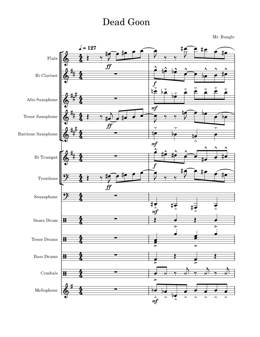 Dead Goon (Short Marching Cheer) Sheet music for Trombone, Mellophone ...
