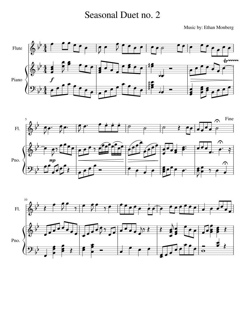 Seasonal duet Sheet music for Piano, Flute (Solo) | Musescore.com