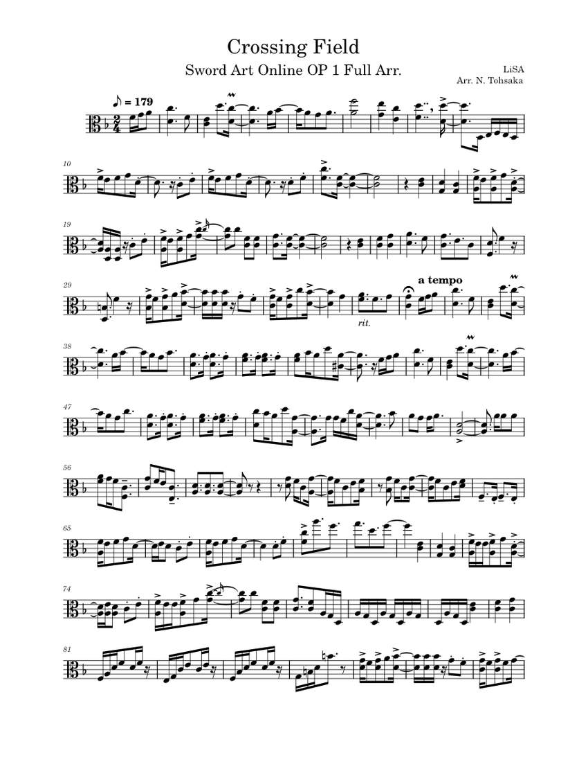 Crossing field – LiSA Crossing Field FULL Version for Viola Solo Sheet ...