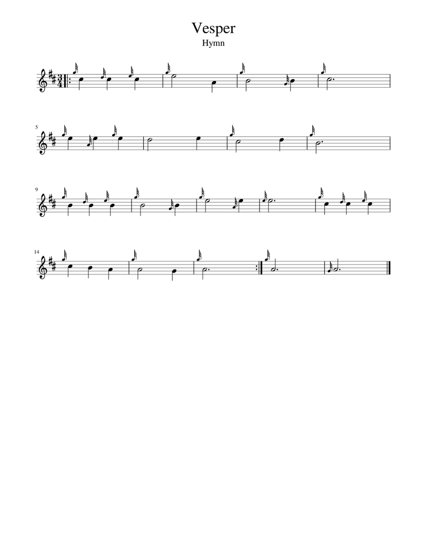 Vesper Sheet Music for Piano (Solo) easy | MuseScore.com