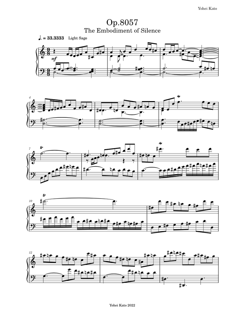 Op.8057 The Embodiment of Silence Sheet music for Piano (Solo ...