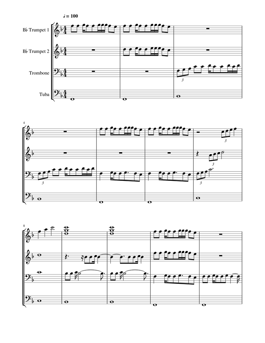 Dis is about a penguin Sheet music for Trombone, Tuba, Trumpet in b ...