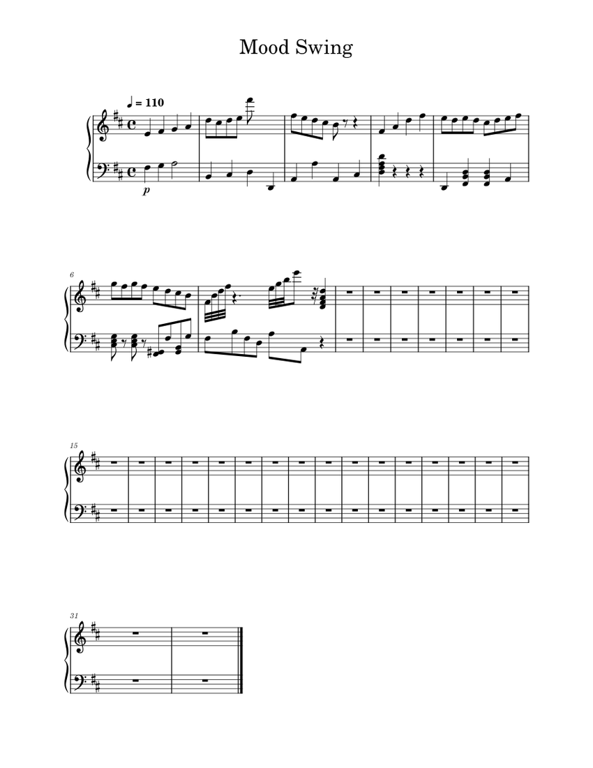 Mood Swing Sheet music for Piano (Solo) Easy | Musescore.com