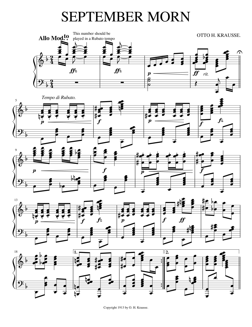 September Morn (1913) Sheet music for Piano (Solo) | Musescore.com
