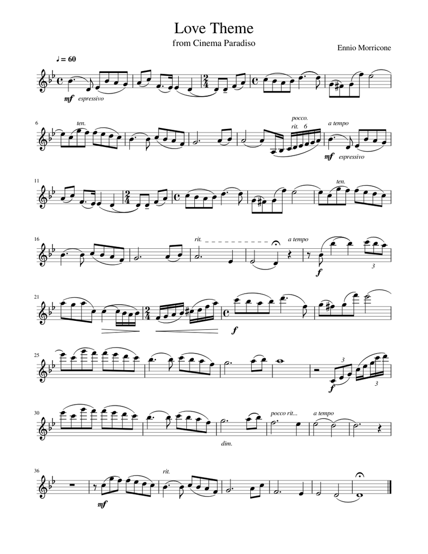 Love Theme Sheet music for Violin (Solo) | Musescore.com