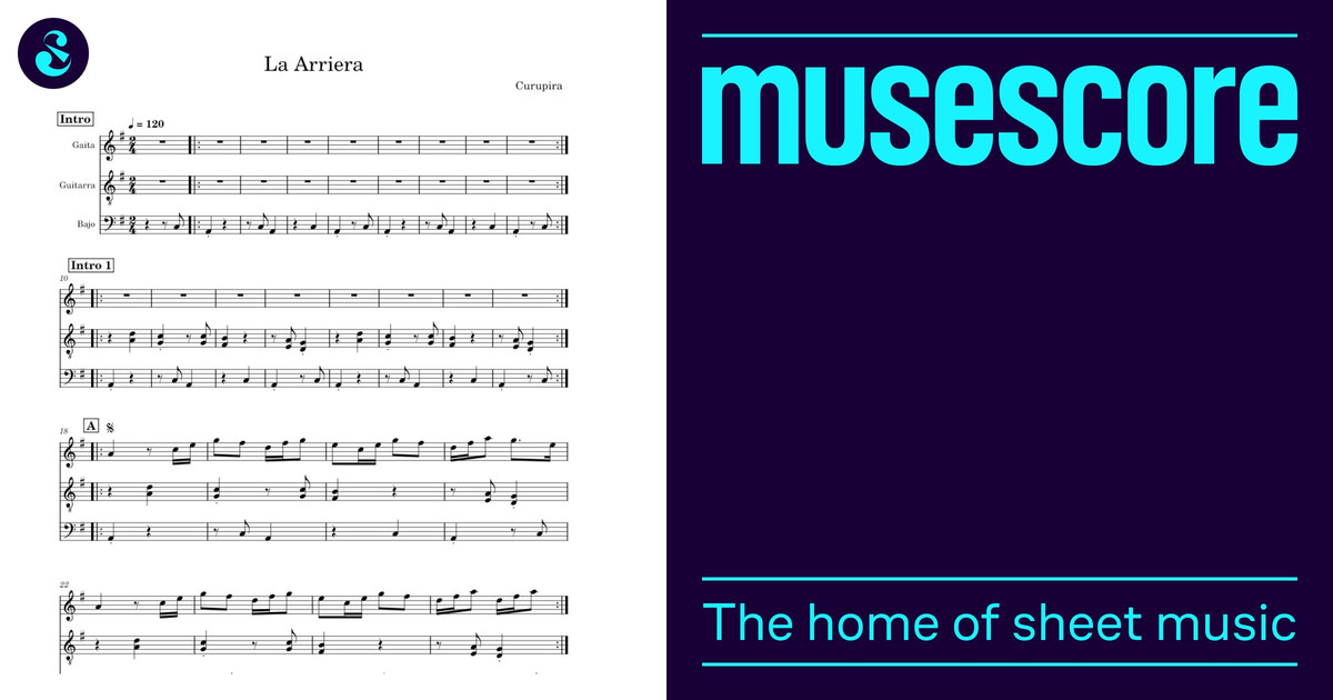 La Arriera Sheet music for Guitar, Bass guitar, Pipes (Mixed Trio ...