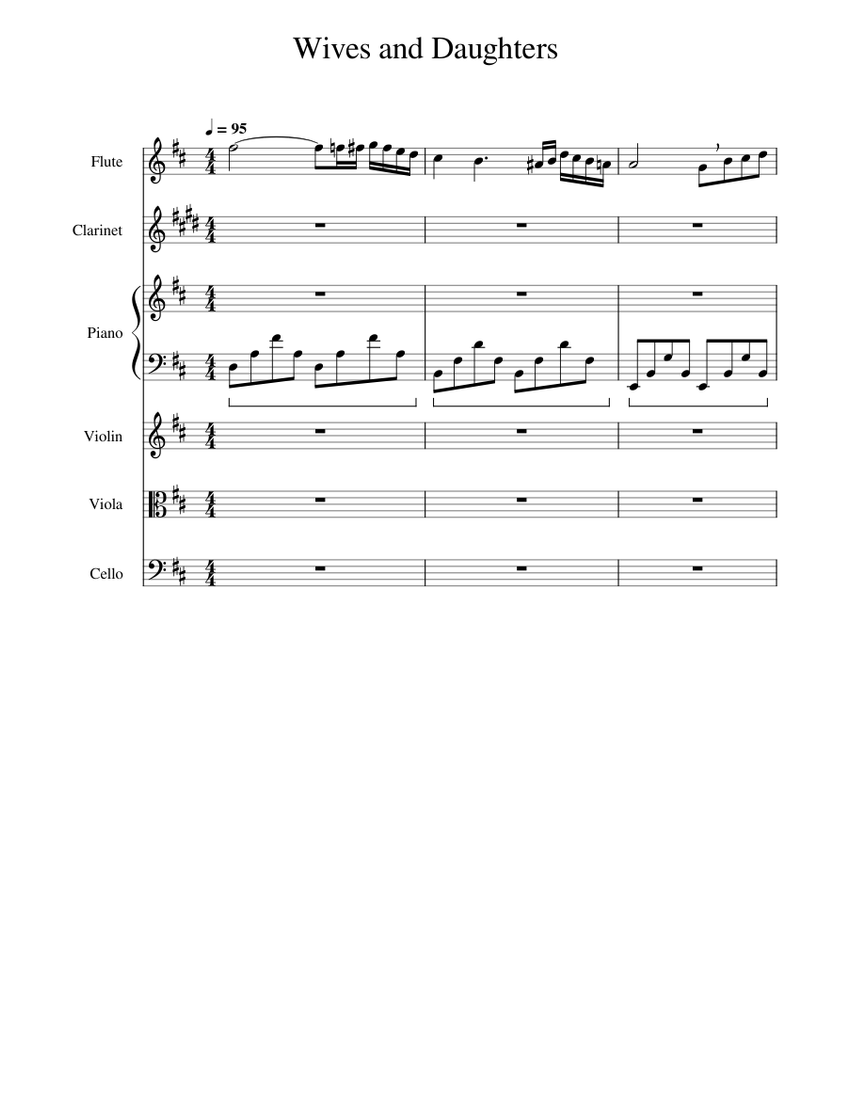 Wives and Daughters Sheet Music for Piano, Flute, Clarinet in b-flat ...