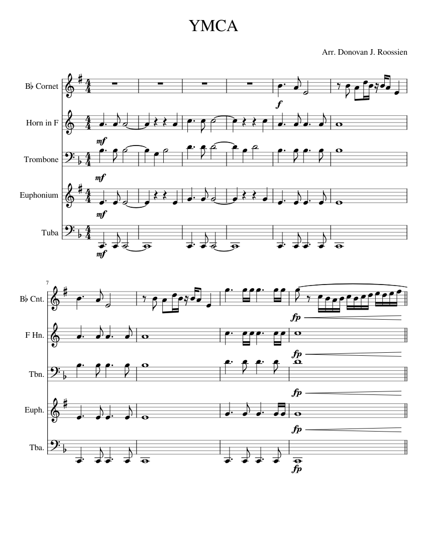 YMCA Blakelock Sheet Music for Trombone, Cornet, Euphonium, Tuba & more ...