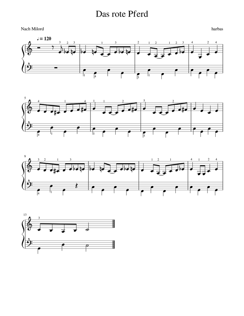 Das rote Pferd Sheet music for Piano (Solo) | Musescore.com