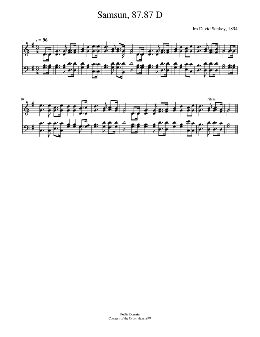 Hark The Voice Of Jesus Calling March Ira D Sankey Sheet Music