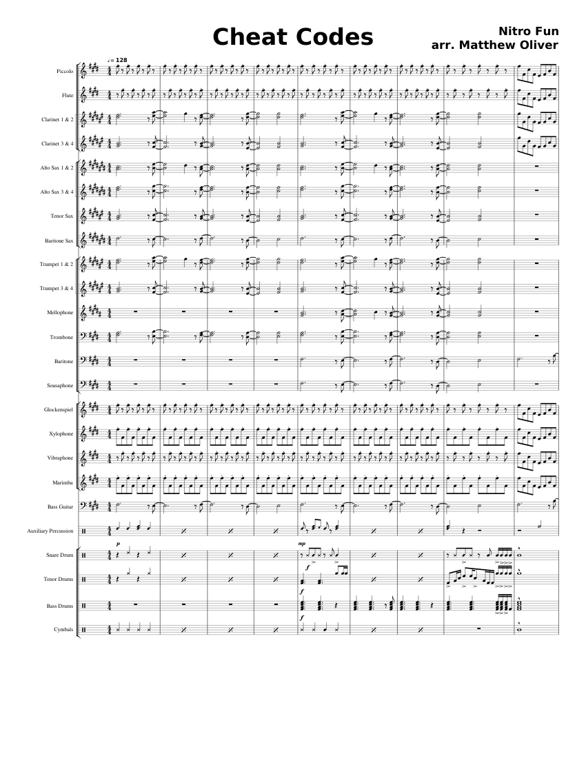 Cheat Codes Sheet Music for Trombone, Tuba, Flute piccolo, Flute & more ...