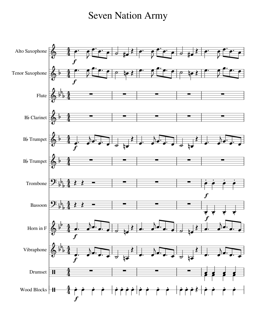 Seven Nation Army for jazz band Sheet music for Trombone, Flute ...