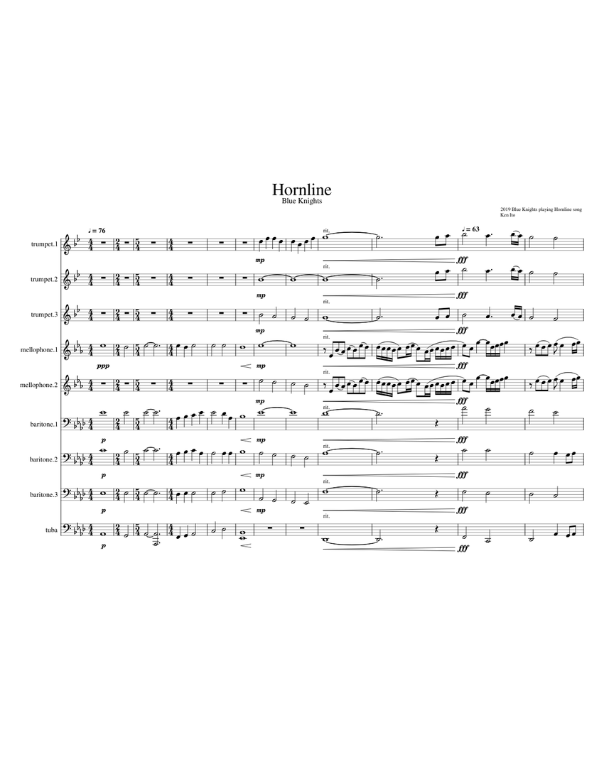 Hornline Sheet music for Tuba, Mellophone, Trumpet in b-flat, Brass ...