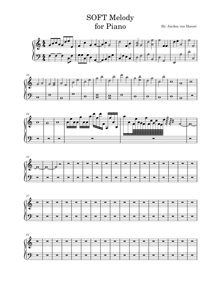 SOFT Melody for Piano Sheet music for Piano (Solo) Easy | Musescore.com