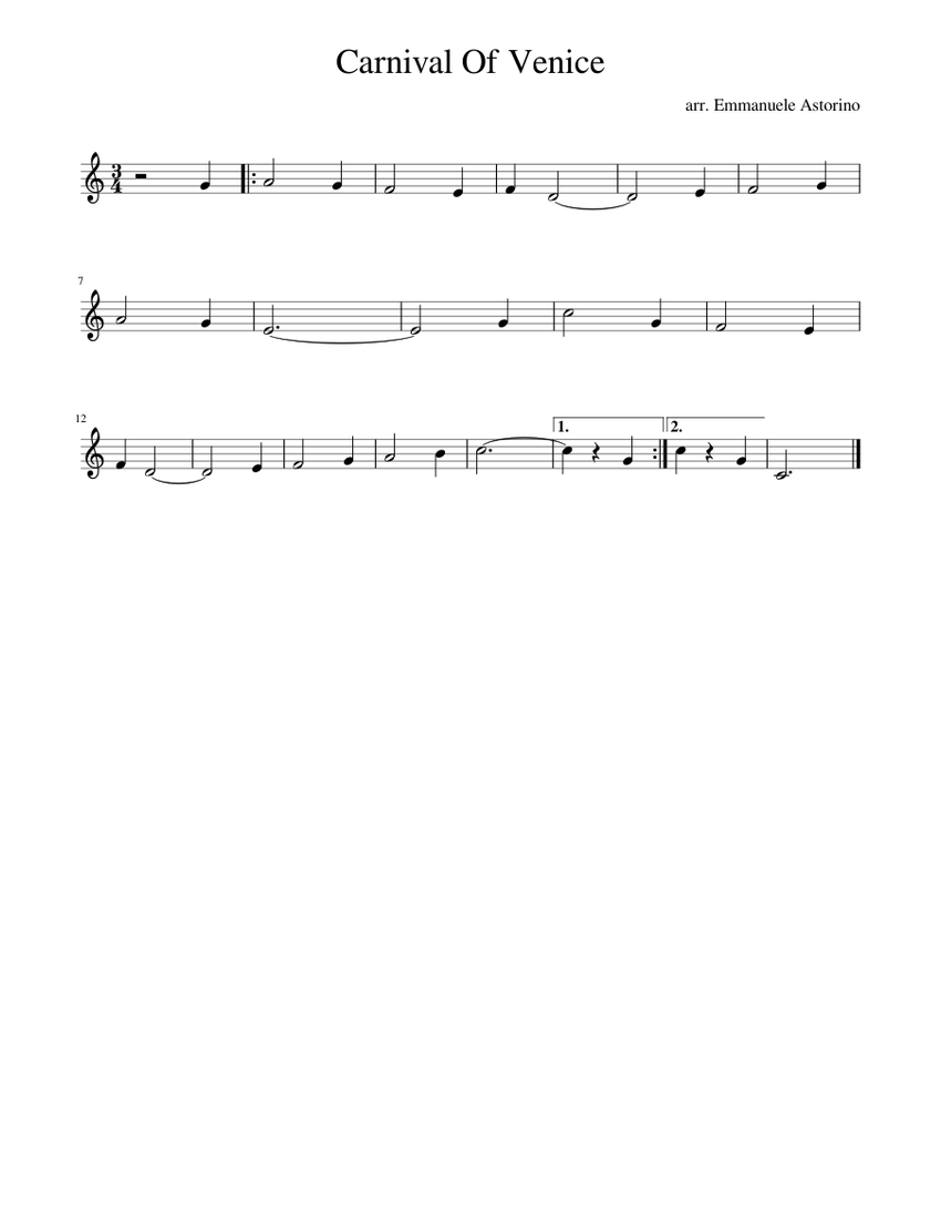 Carnival of Venice Sheet music for Piano (Solo) Easy | Musescore.com
