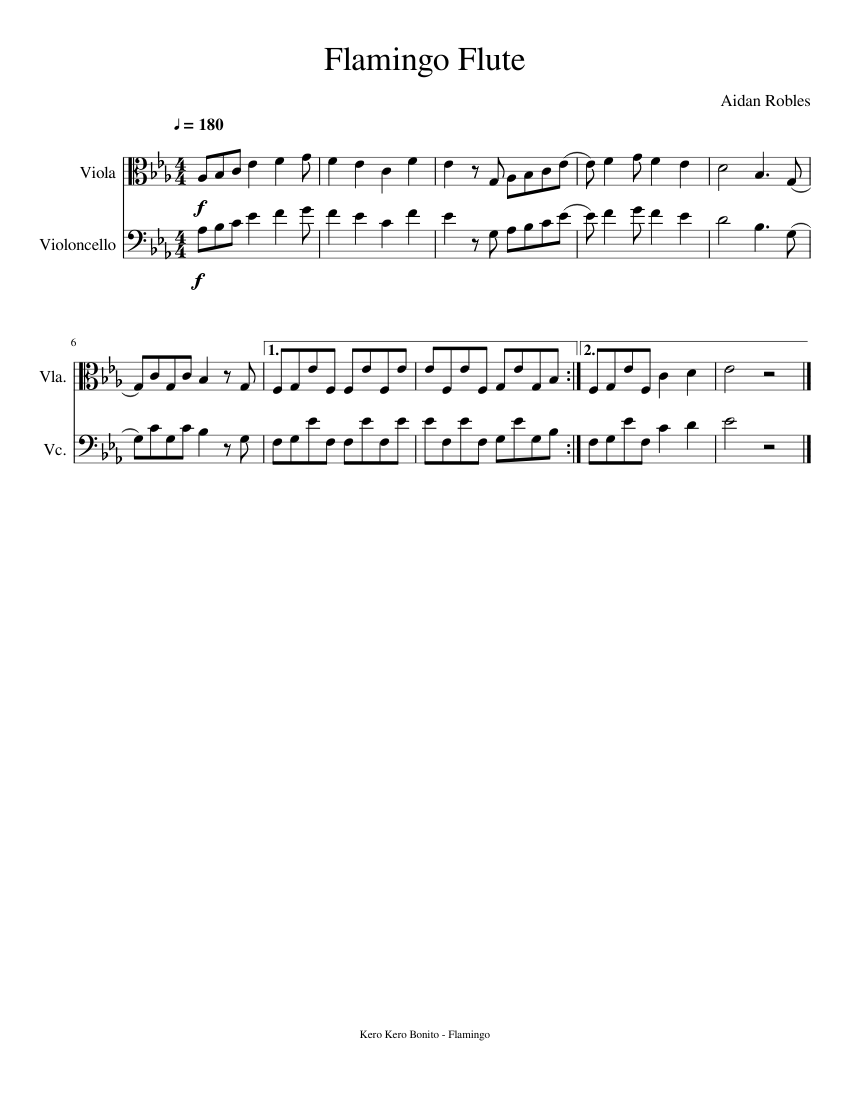 Flamingo Flute Sheet music for Viola, Cello (String Duet) | Musescore.com