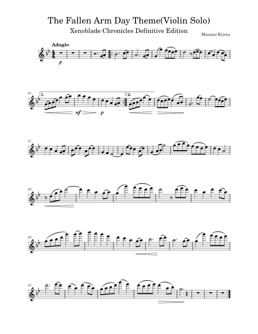 The Fallen Arm Day Theme Sheet music for Violin (Solo) | Musescore.com