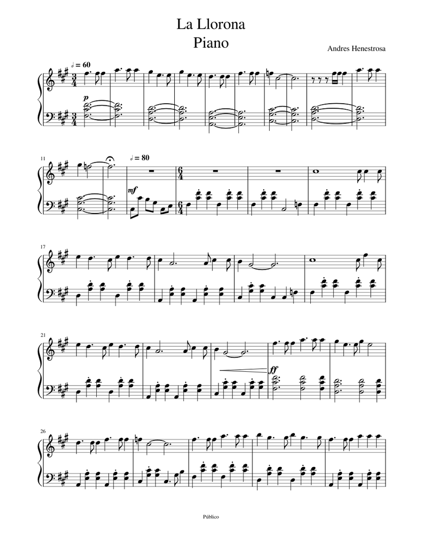 La Llorona (Piano) Sheet music for Piano (Solo) Easy | Musescore.com