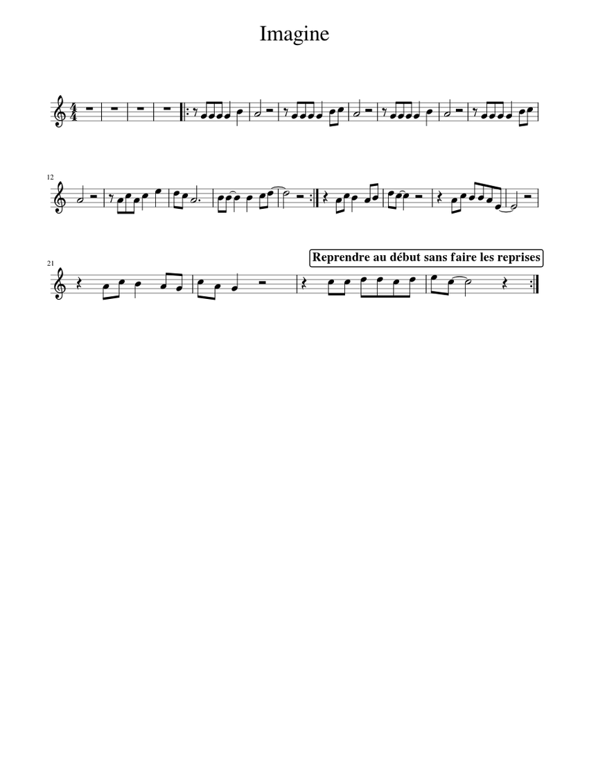 Imagine Flûte Sheet music for Piano (Solo) Easy | Musescore.com