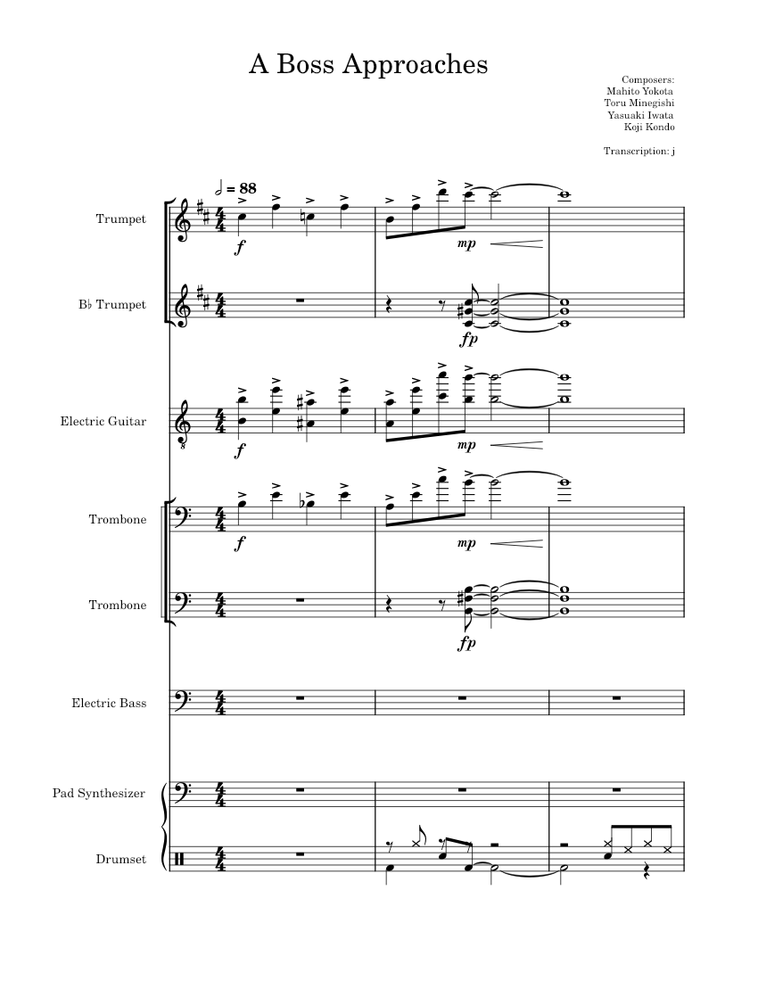 A Boss Approaches - Super Mario 3D World Sheet Music for Trombone ...