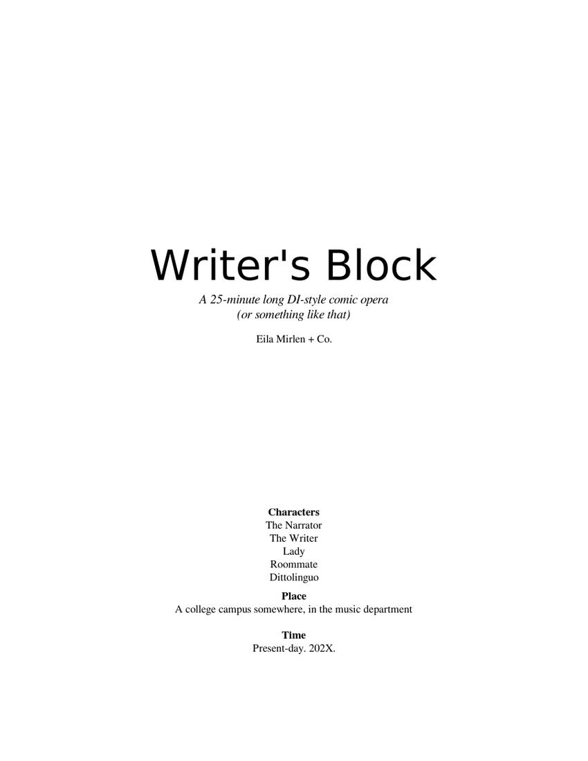Writer's Block (A Comic Opera, Sort Of) Sheet music for Piano, Vocals ...