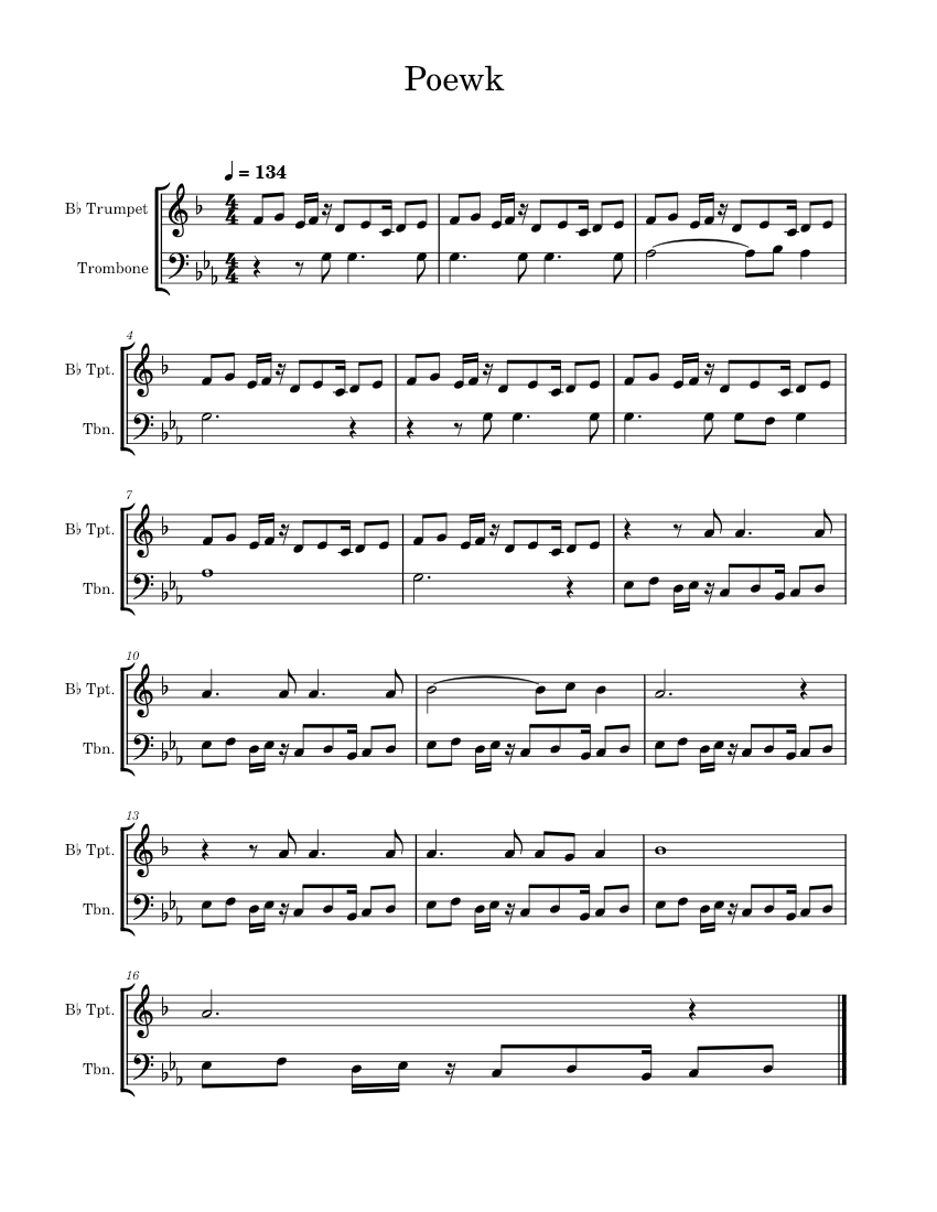 Poewk Sheet music for Trombone, Trumpet in b-flat (Brass Duet ...