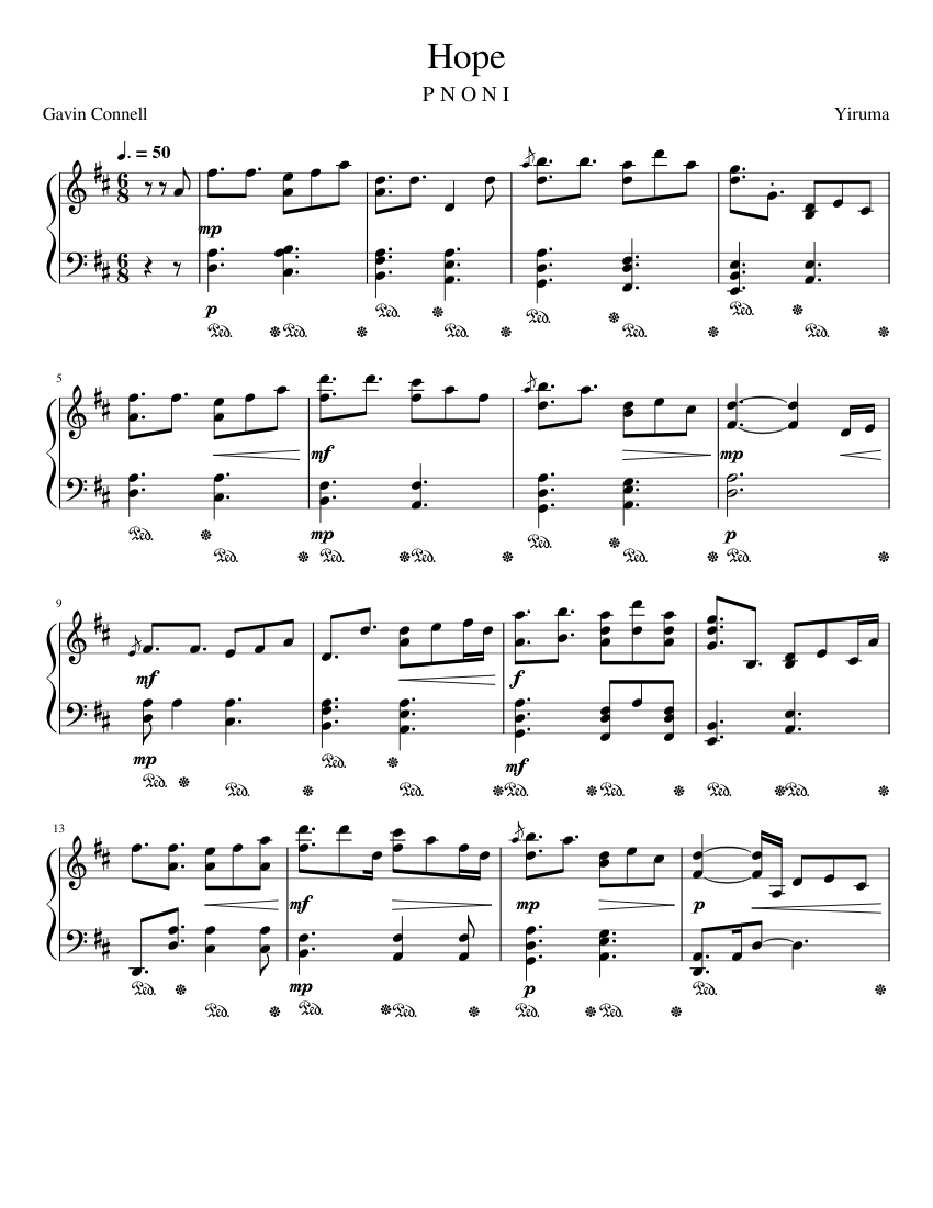 Hope – Yiruma Sheet Music for Piano (Solo) | MuseScore.com