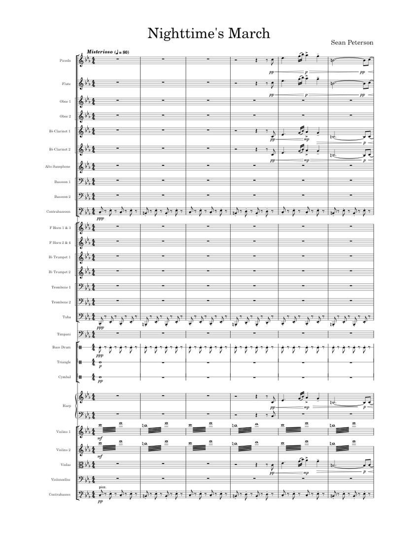 Nighttime's March - Sean Peterson Sheet music for Tuba, Flute piccolo ...