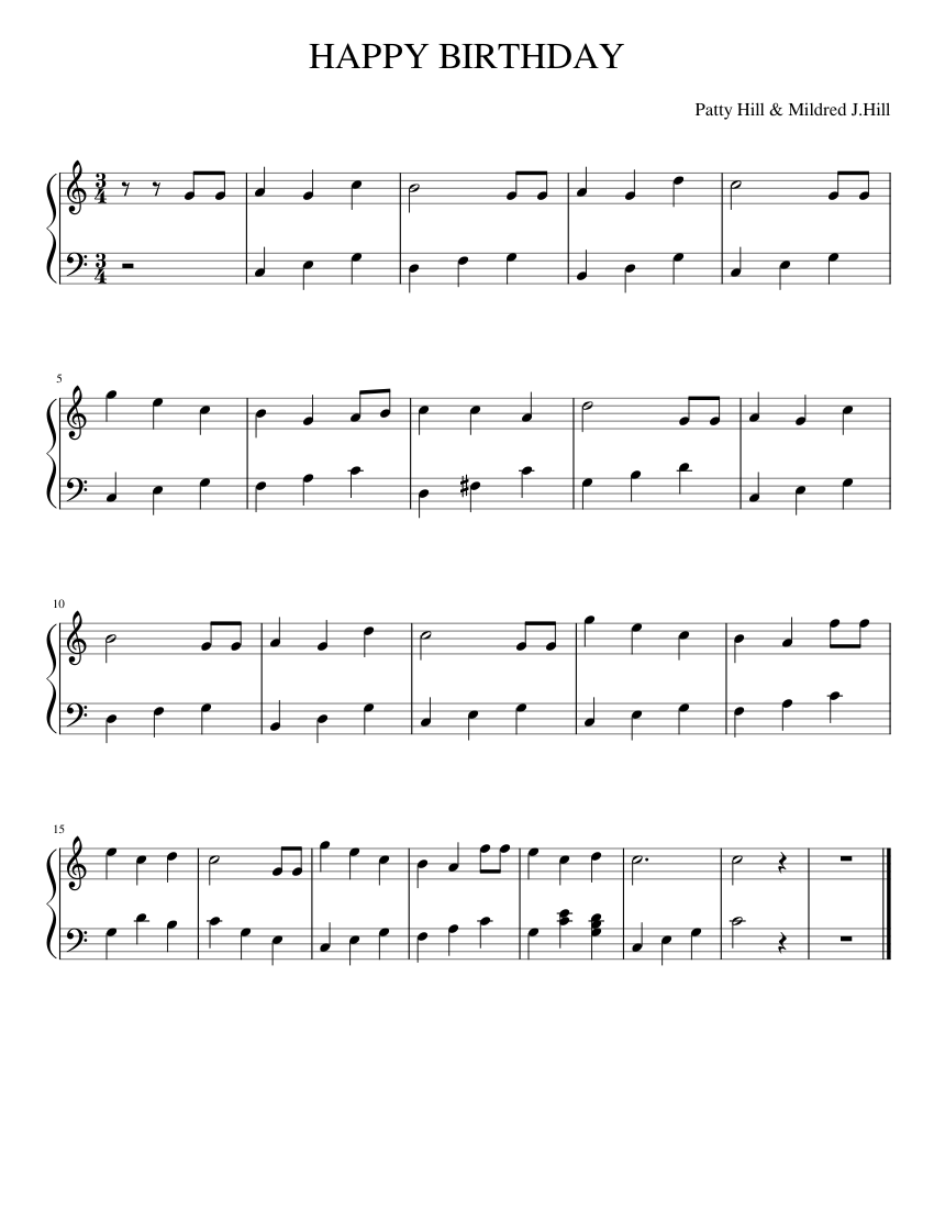 HAPPY BIRTHDAY - Piano Sheet Music for Piano (Solo) easy | MuseScore.com