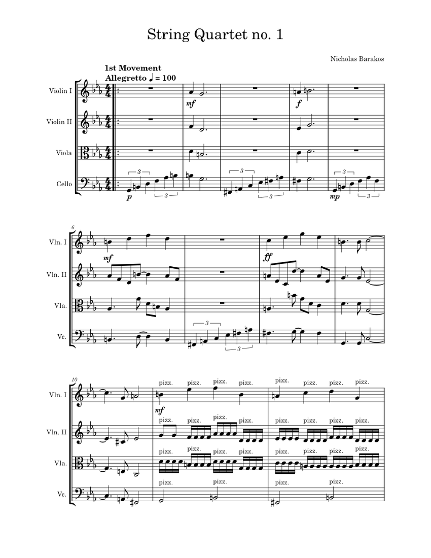 String_Quartet_no._1 Sheet music for Violin, Viola, Cello (String Quartet) | Musescore.com