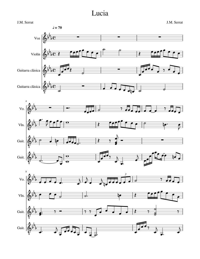 Lucia Sheet music for Vocals, Violin, Guitar (Mixed Quartet ...