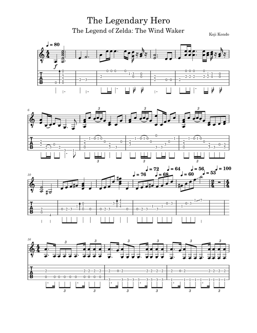 The Legendary Hero - The Legend of Zelda: The Wind Waker – for guitar ...