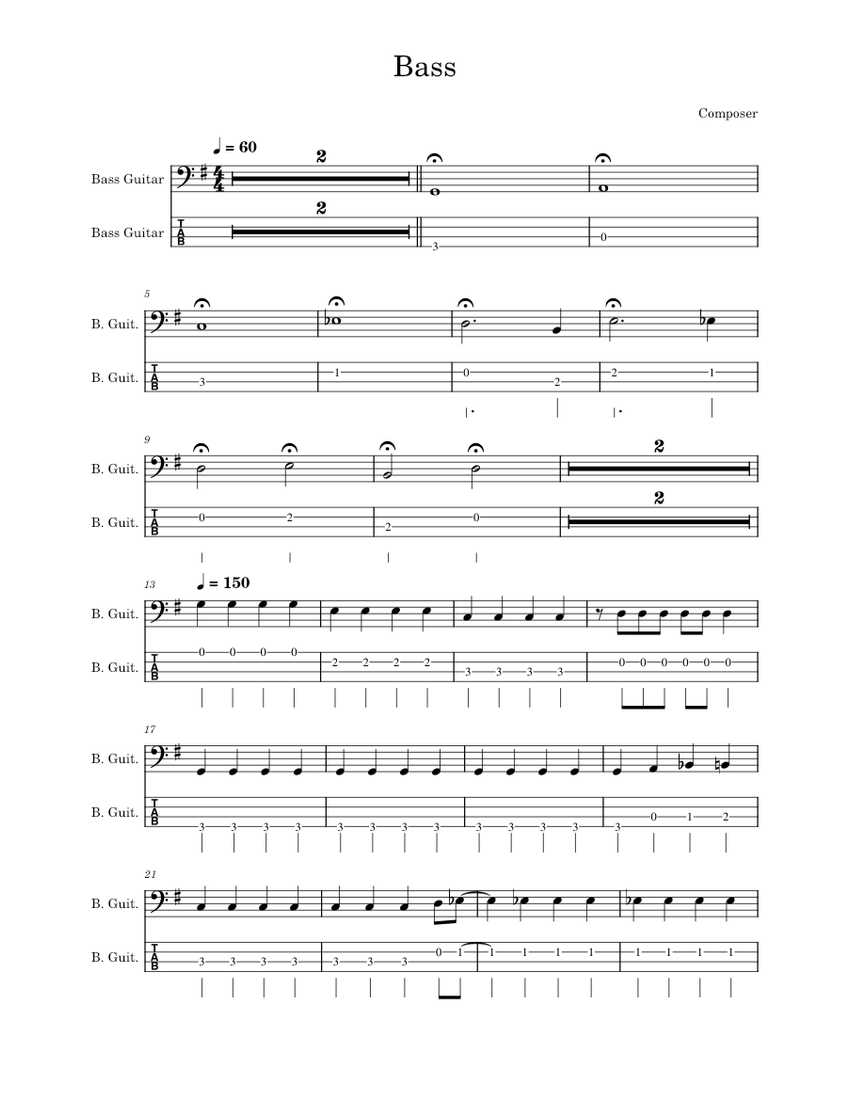 Bass Sheet music for Bass guitar (Solo) | Musescore.com